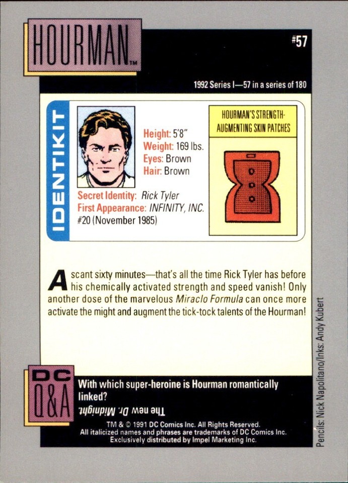 1992 Impel DC Comics Cosmic #57 Hourman's Strength-Augmenting Skin | eBay