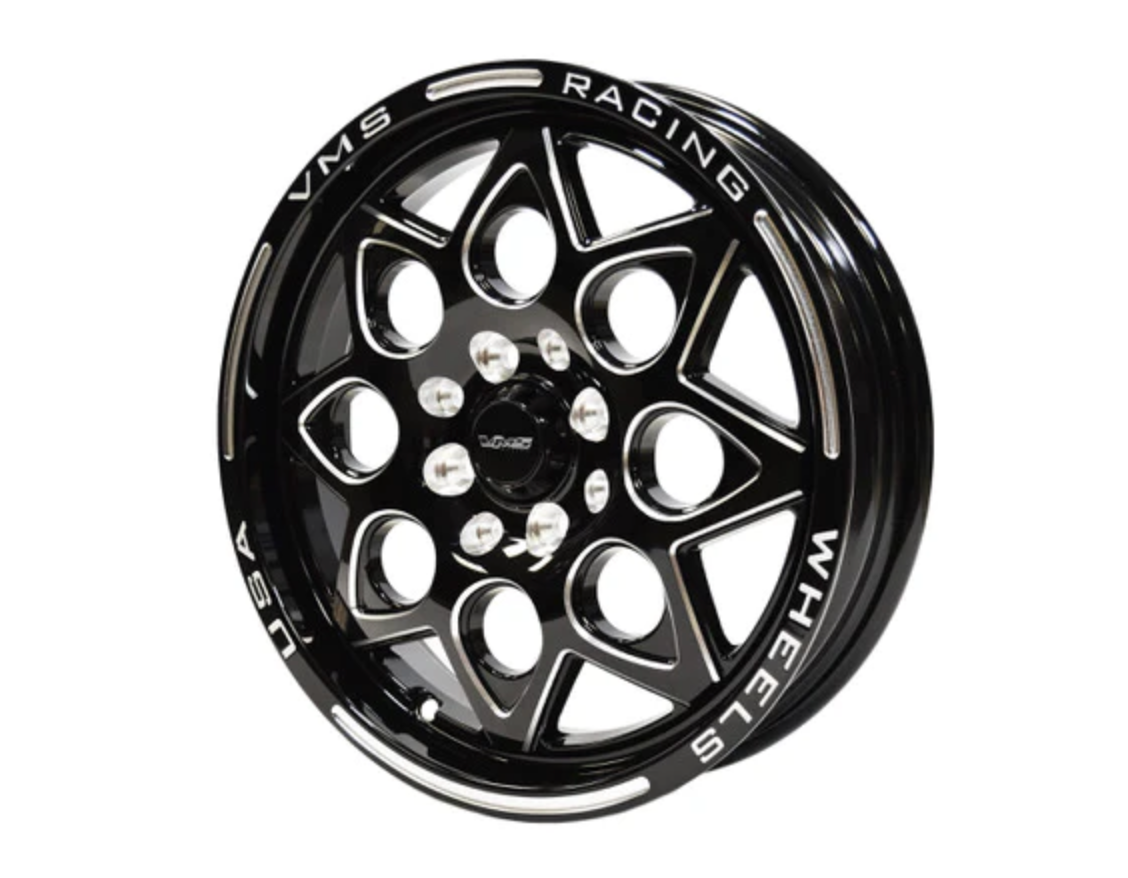VMS Racing Black Rocket Drag Pack Wheels Rims Front & Rear 15x8 & 15x3 ...