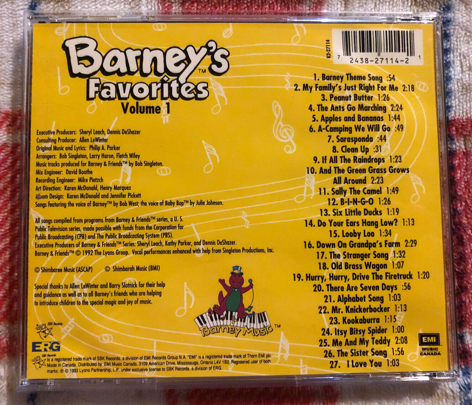 BARNEY'S FAVORITES, VOLUME 1 {Barney & Friends PBS} [1993] | MUSIC CD ...