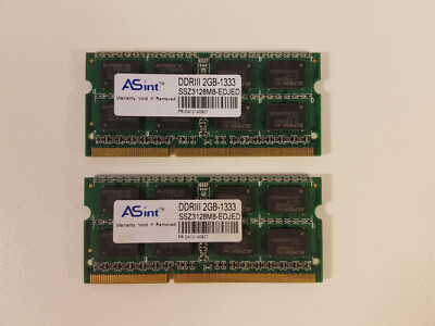 Genuine ASint 4GB-1333 (2×2GB) DDRIII Memory Ram SSZ3128M8-EDJED | eBay