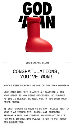 Authentic MSCHF Big Red Boot (BRB) Astroboy Brand New Size 9 *CONFIRMED ...