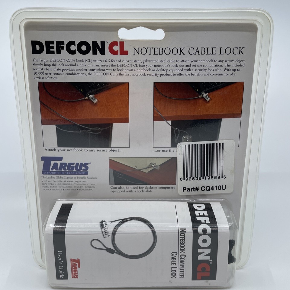 Targus Defcon CL Laptop Combo Cable Lock Anti-Theft Device Notebook ...