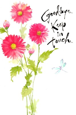 Goodbye Good Bye Wishes You Good Luck Pink Flowers Stay In Touch ...