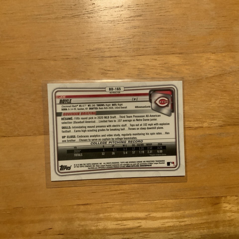 2020 Bowman Chrome DP Joe Boyle Refractor Rookie BD-165 Oakland ...