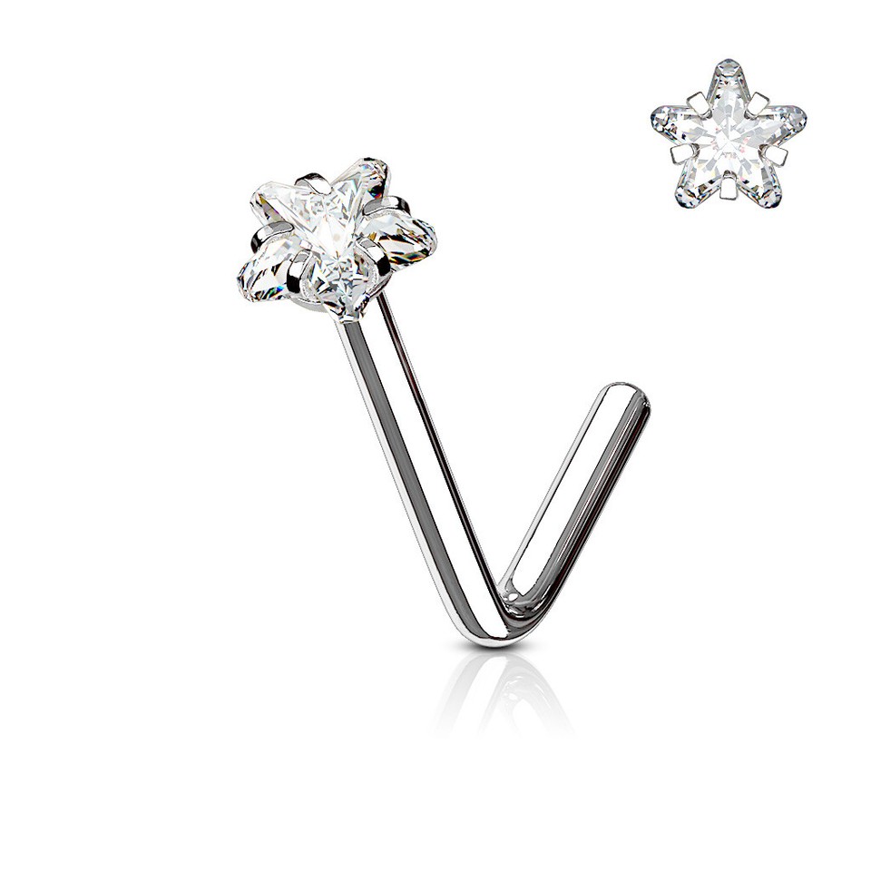 Piercing Stud Nose Steel Surgical - Rod/Stem L Shaped Oxide Zirconium ...