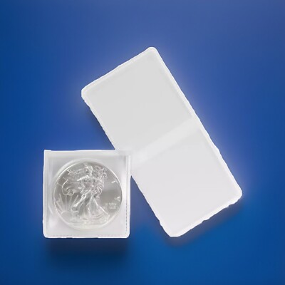 15 2x2 Double Pocket Coin Holder Clear Plastic Flip PVC Safe FAST FREE ...