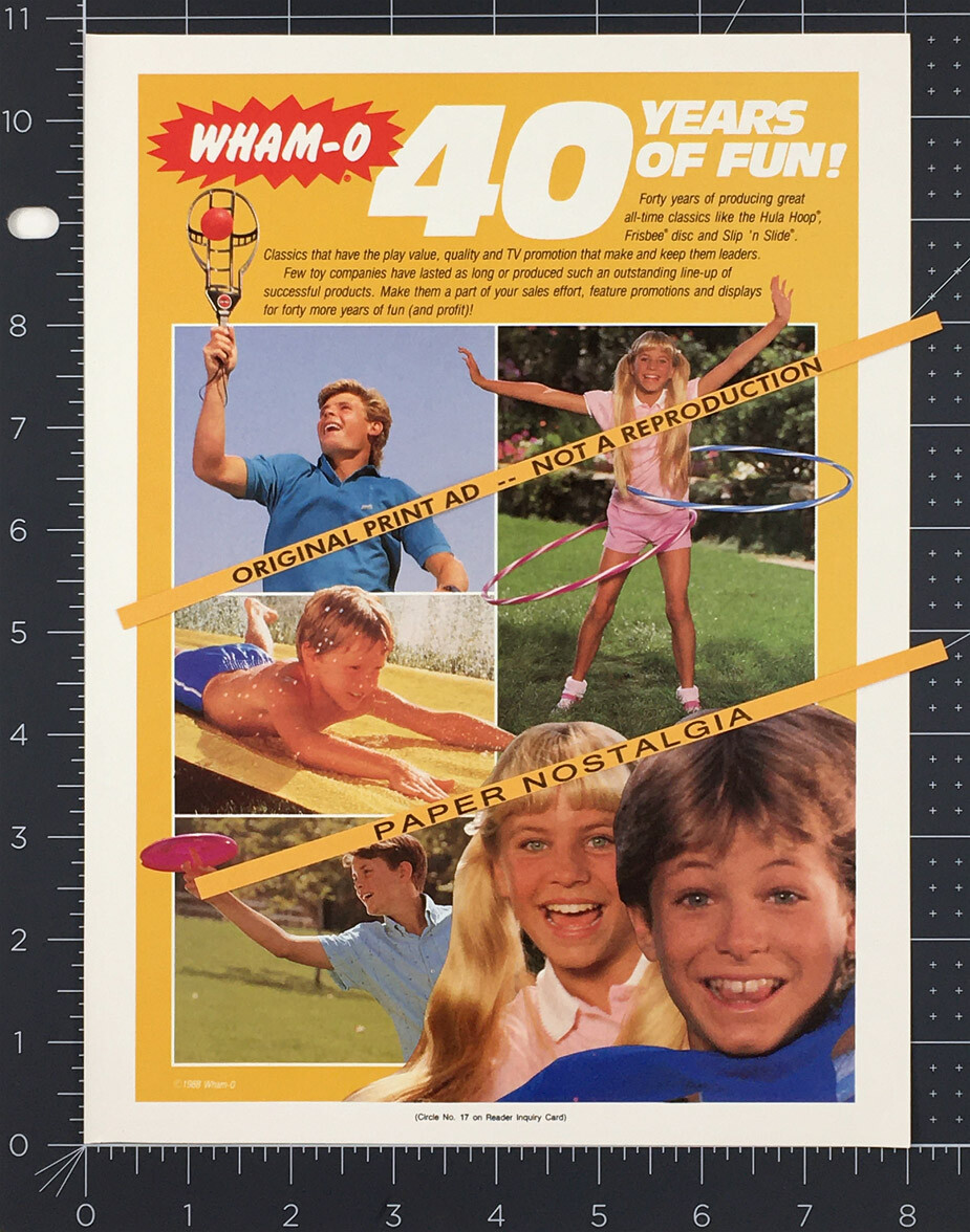 WHAM-O__Original 1988 Trade Print AD / promo__Hula Hoop__Frisbee__Slip ...