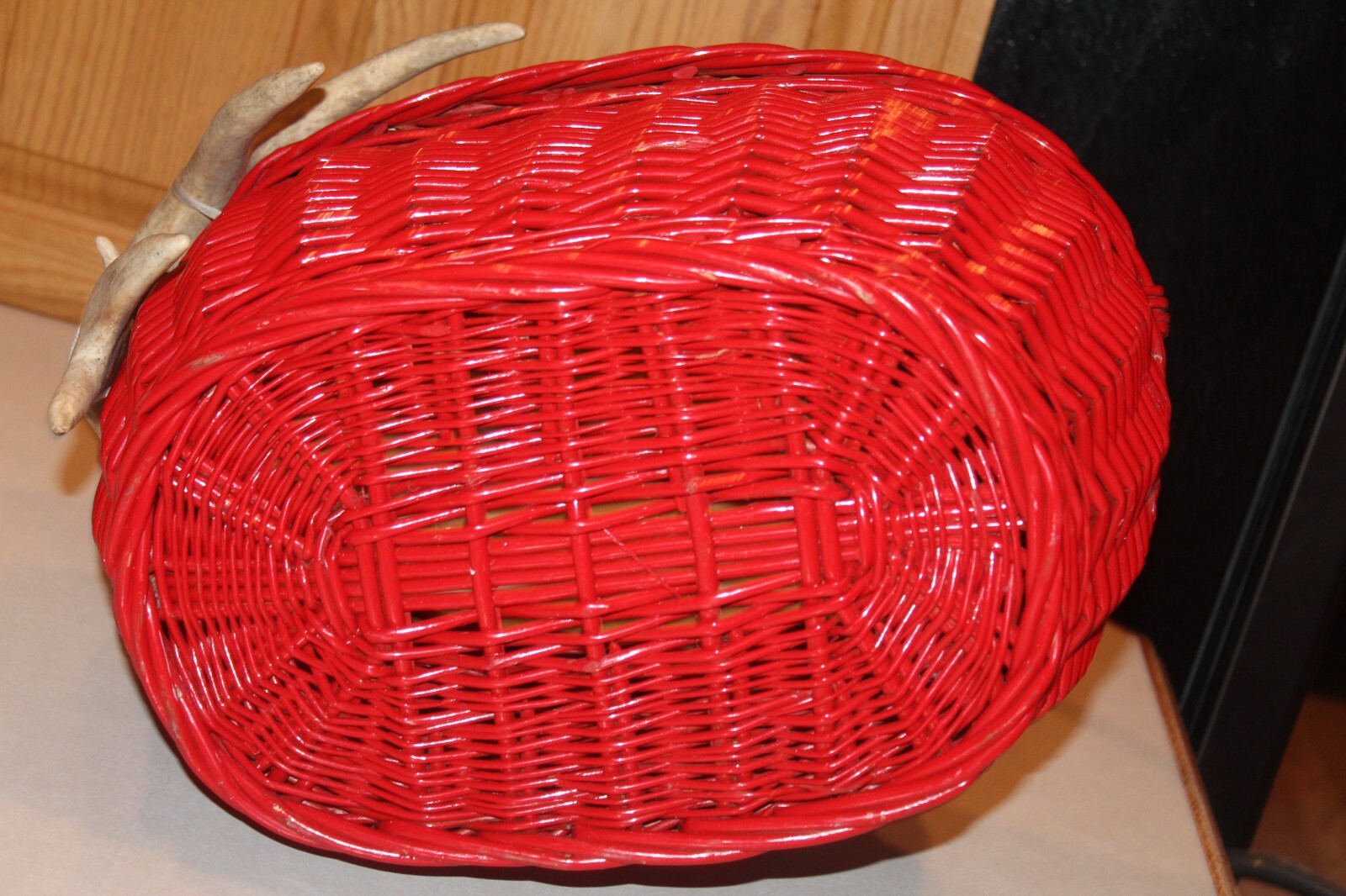 Wicker Basket Antler Set Whitetail Deer Mule Log Cabin Decor Taxidermy ...