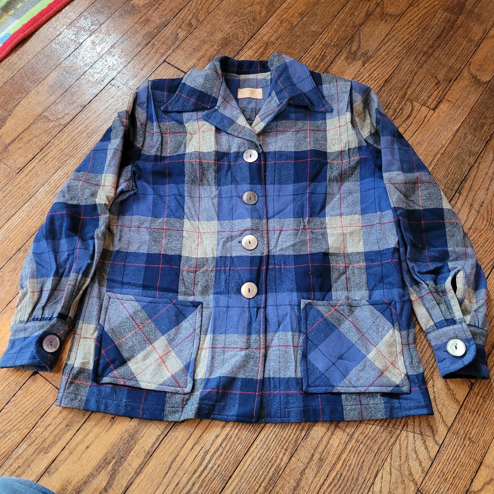 Vintage Pendleton 49er Jacket Vintage Blue Grey Plaid Wool Lightweight ...