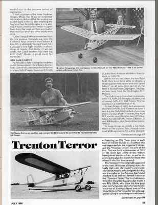 1938 TRENTON TERROR Old Timer Vintage Free flight / RC Plans ...