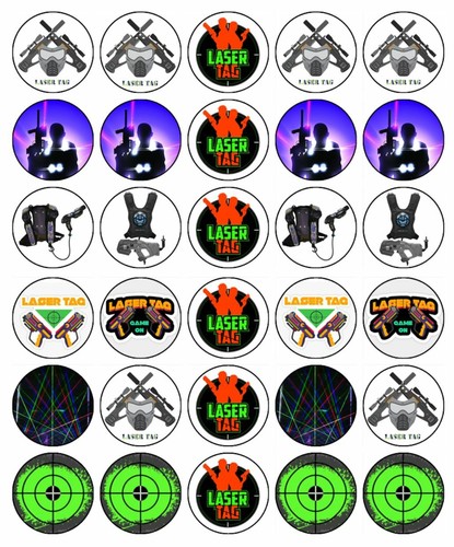 Laser Tag Cupcake Topper Edible Wafer Birthday Cake Sports Decorations ...