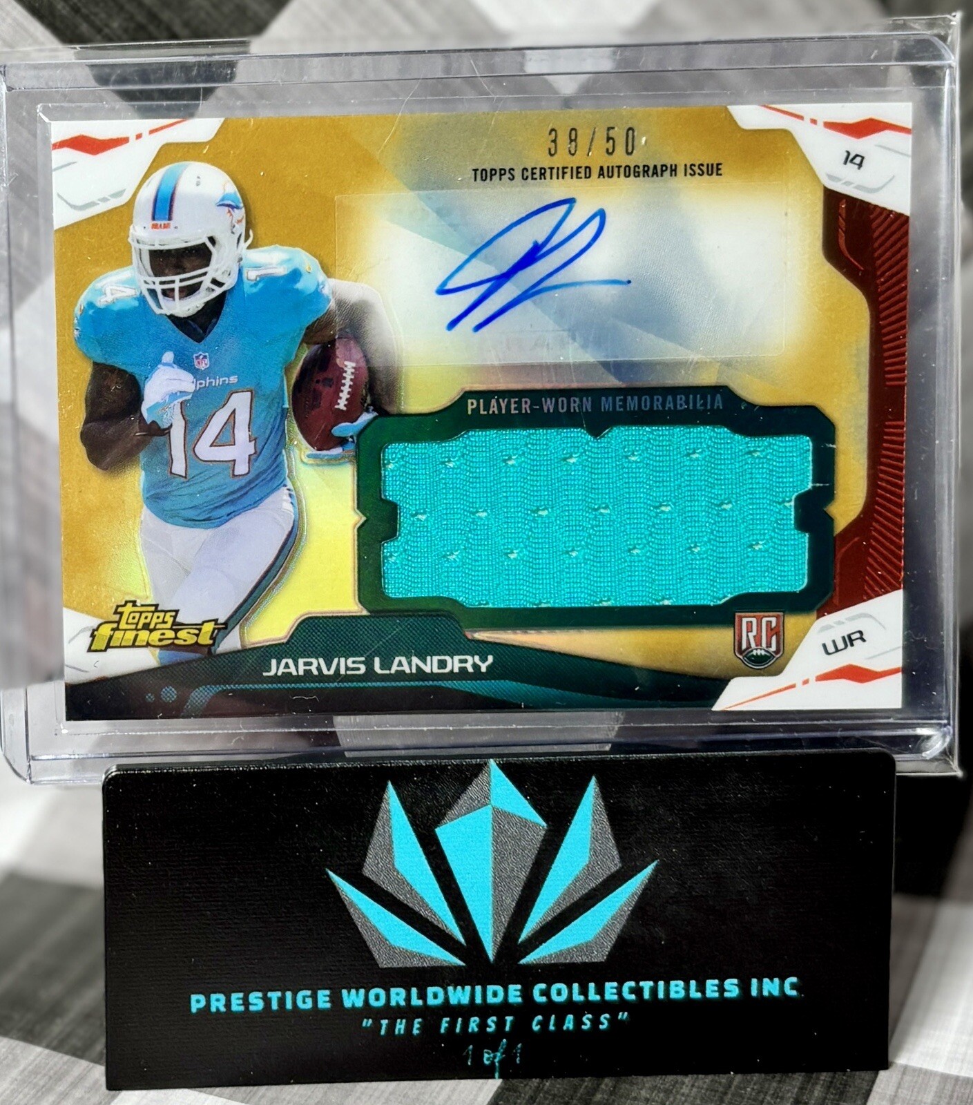 Jarvis Landry 2014 Topps Finest Gold Rookie Patch Auto /50 #AJR-JLA ...