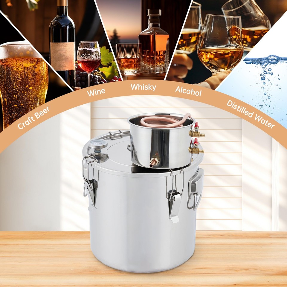 Alcohol Still Distiller Kit, 10 Gal 38l, Alcohol Distiller Stainless ...