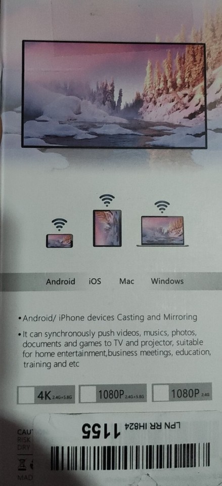 1080P Wi-Fi HDMI Dongle Screen Mirroring Device Stream Cast Video Audio ...