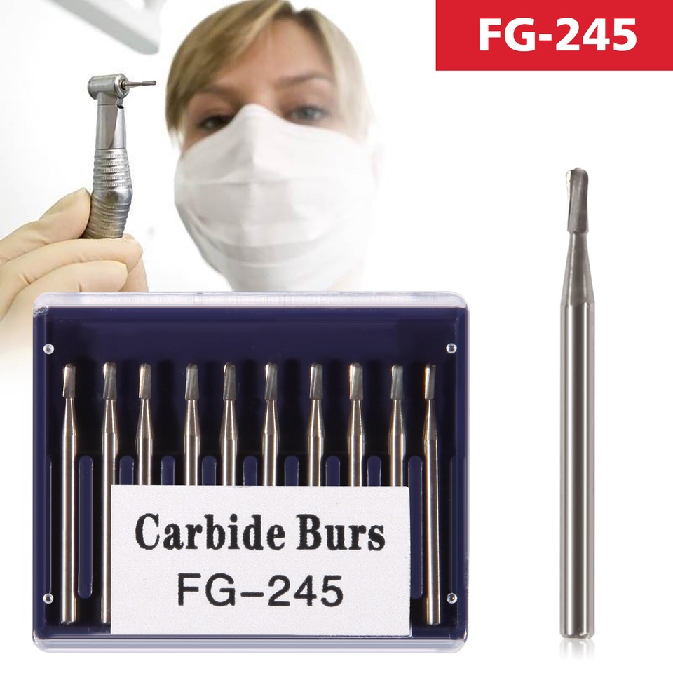 10Pcs Dental Carbide Burs Pear-Shaped High Speed Tungsten Steel Bur FG ...