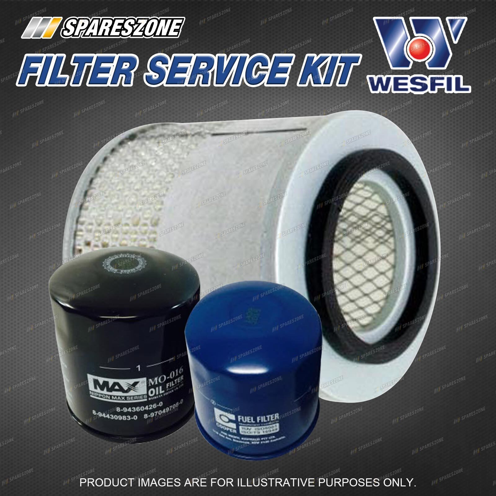 Wesfil Oil Air Fuel Filter Service Kit for Holden Rodeo TFR54 54 TFR55 ...