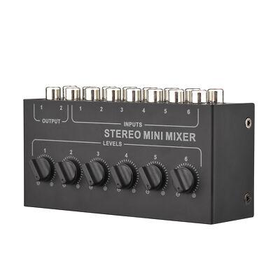 6 Channels Mini Stereo Passive Mixer RCA Audio Mixer 6 in 2 out ...