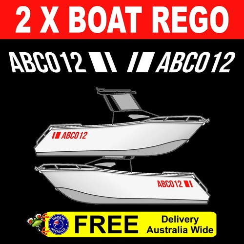 2 x Boat Registration Stickers,Boat decal,Boat Rego Letters Numbers ...