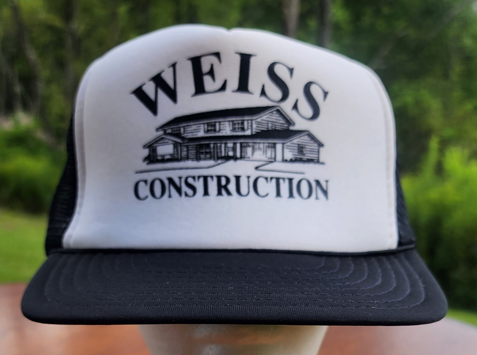 Weiss Construction Black White Trucker Hat Mesh Back Snapback Adjustable | eBay