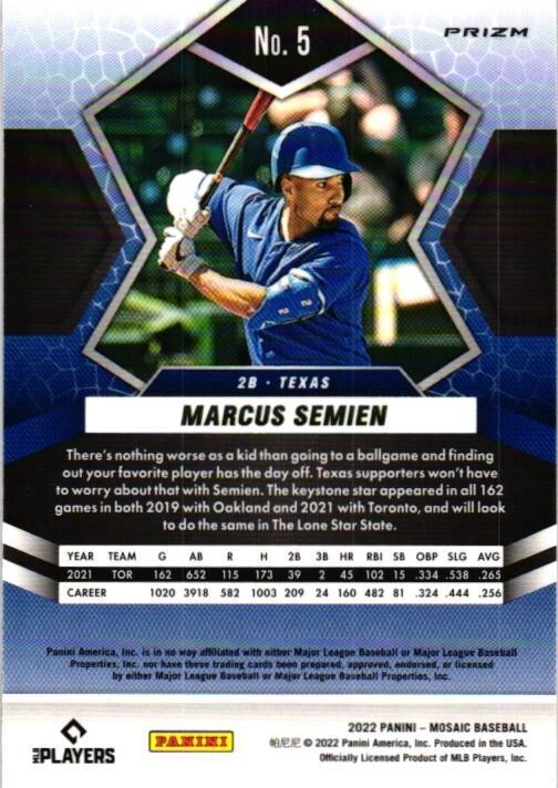 2022 PANINI MOSAIC GREEN MARCUS SEMIEN BASEBALL CARD $0.99 VALUE BOX | eBay