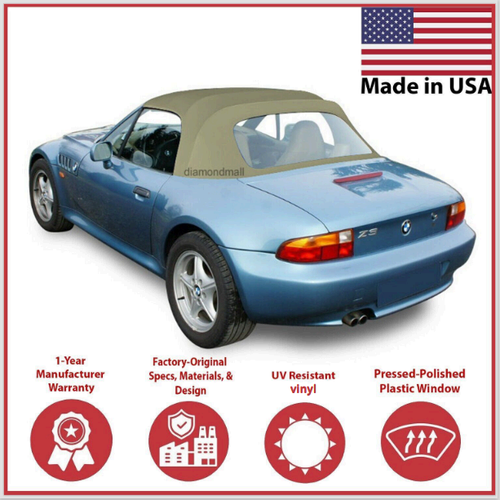1996-02 BMW Z3 Convertible Soft Top w/DOT Approved Plastic Window, Tan ...
