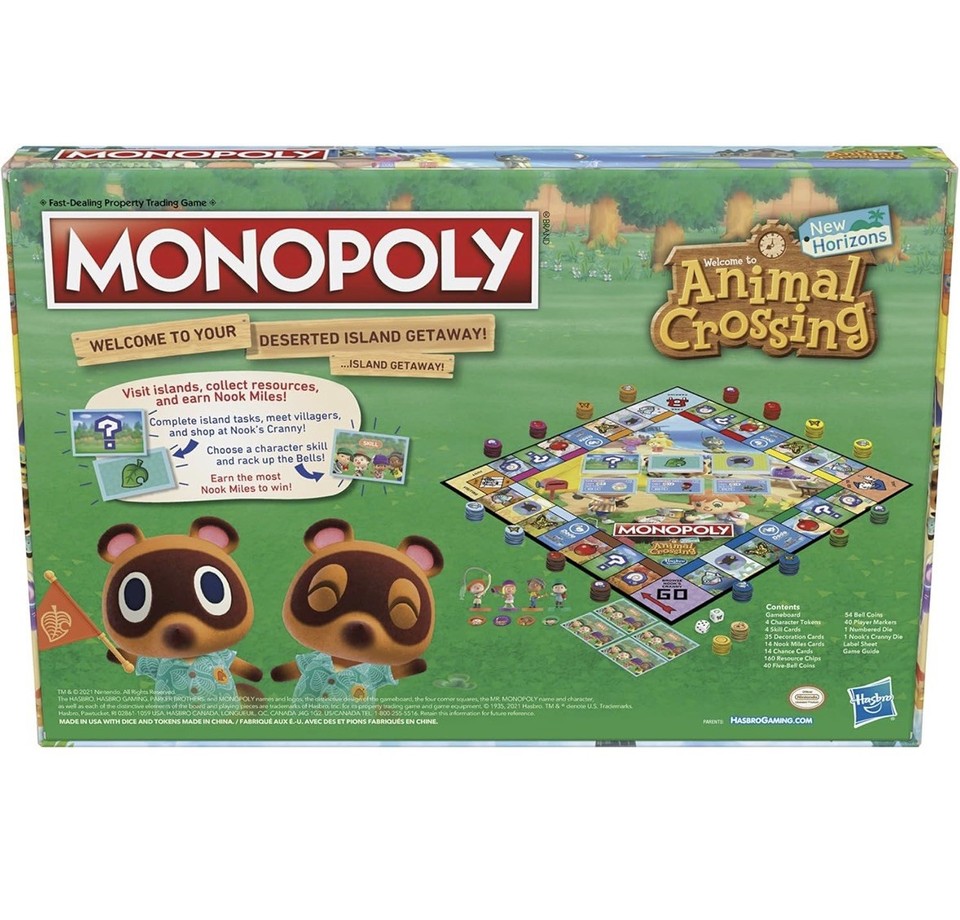 Hasbro Gaming Monopoly Animal Crossing: New Horizons Edition Board Game ...