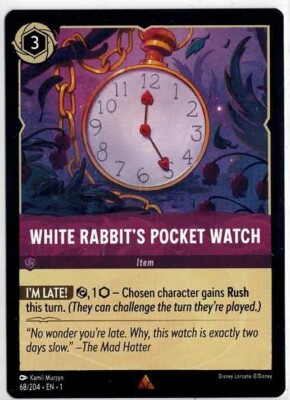 Disney Lorcana White Rabbit's Pocket Watch Rare 65/204 Non Foil Card | eBay