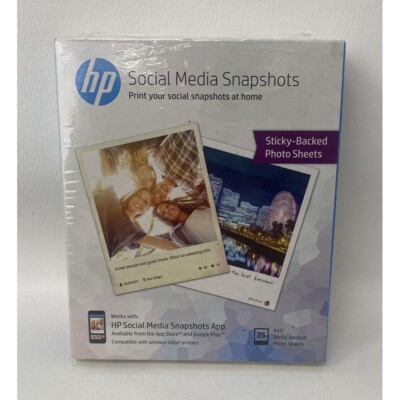 HP Social Media Snapshots 25 Sheets Per Pack Sticky Back 4"x5" New ...
