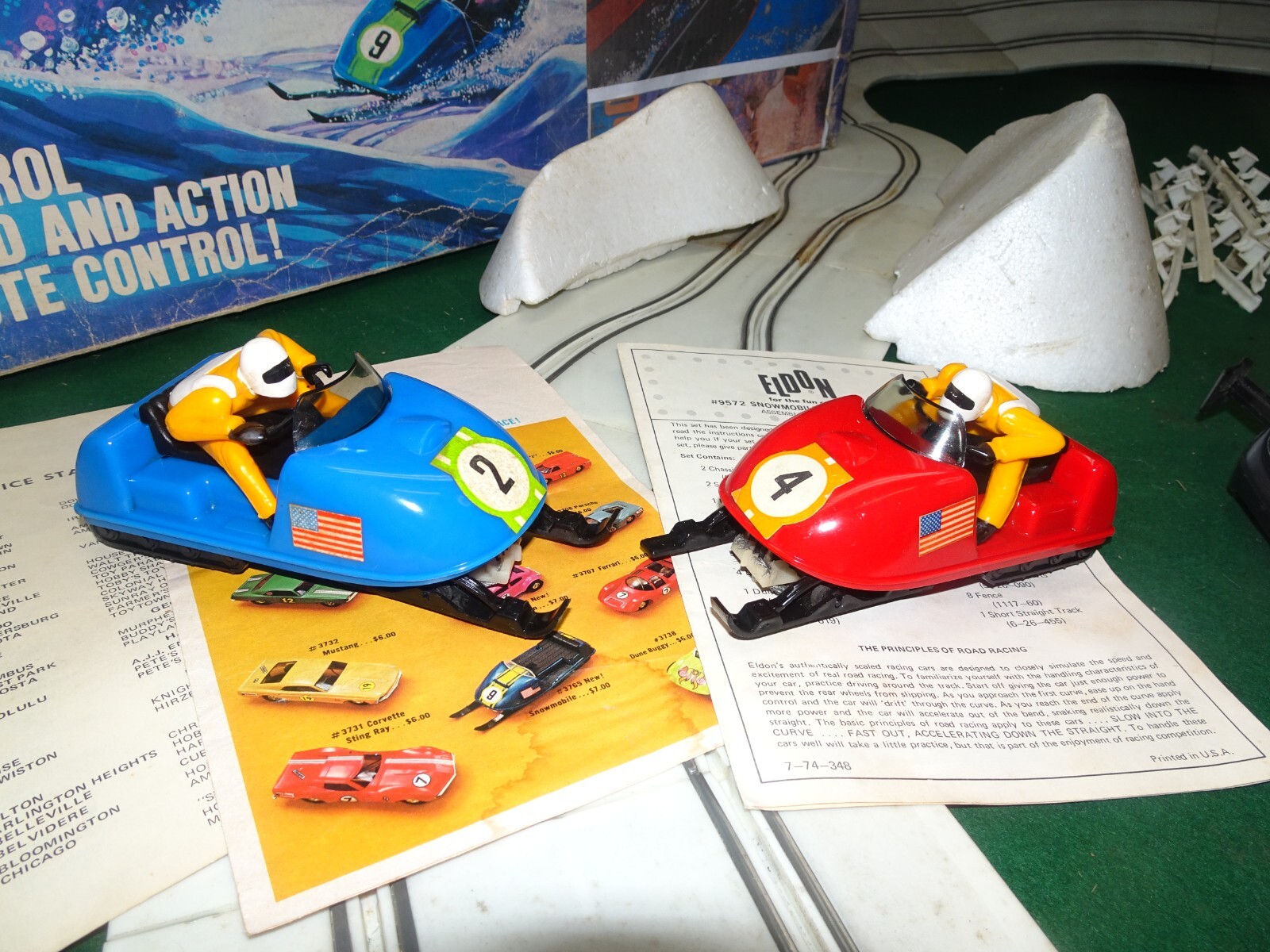 Used Vintage Eldon 1/32 Scale 60's Slot Car Snowmobile race set | eBay