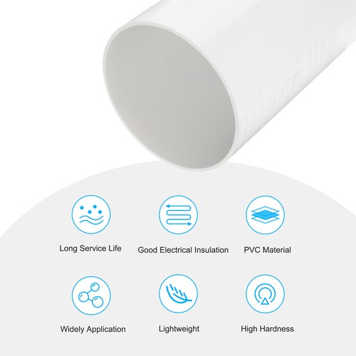 PVC Rigid Round Pipe 152mm ID 160mm OD 9" Length White, High Impact ...
