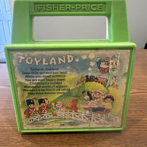Fisher Price Wind Up Music Box Toy Radio Toyland Vintage 1983 Green ...
