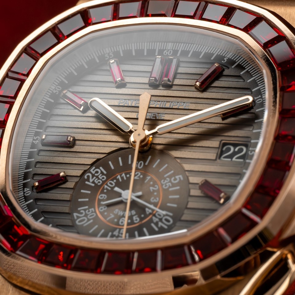Patek Philippe Nautilus Rose Gold Brown Dial Ruby 5980/12R Rare ...