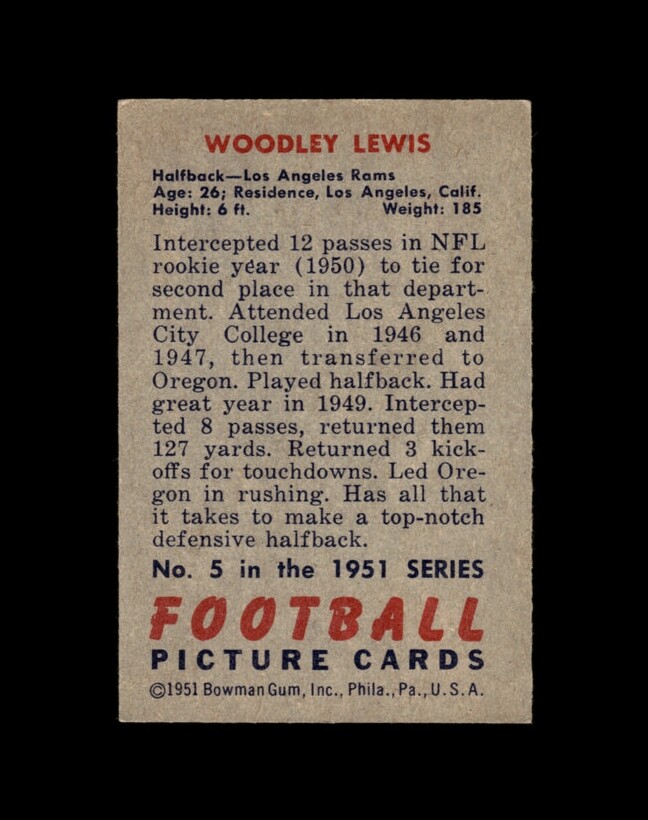 1951 Bowman Set-Break # 5 Woodley Lewis EX-EXMINT *GMCARDS* | eBay