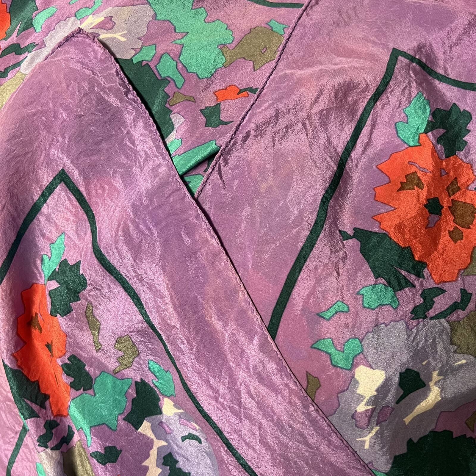 Hiroko II Silk Scarf Japanese Vintage Accessory Abstract Purple ...