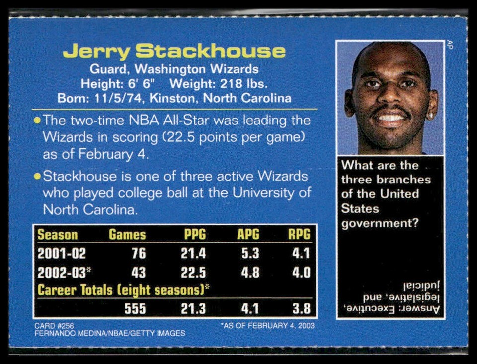 Jerry Stackhouse #256 2003 Sports Illustrated for Kids | eBay