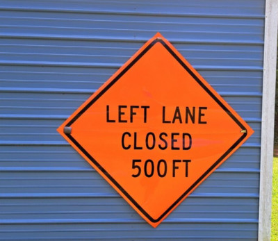 48" x 48" Solid Sign “LEFT LANE CLOSED 500 FT” ROAD SIGN DECAL | eBay