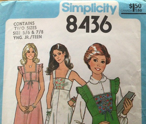 VTG 1977 SIMPLICITY Pattern #8576 JR Teen BOHO Dress/Jumper SZ Small 5/ ...