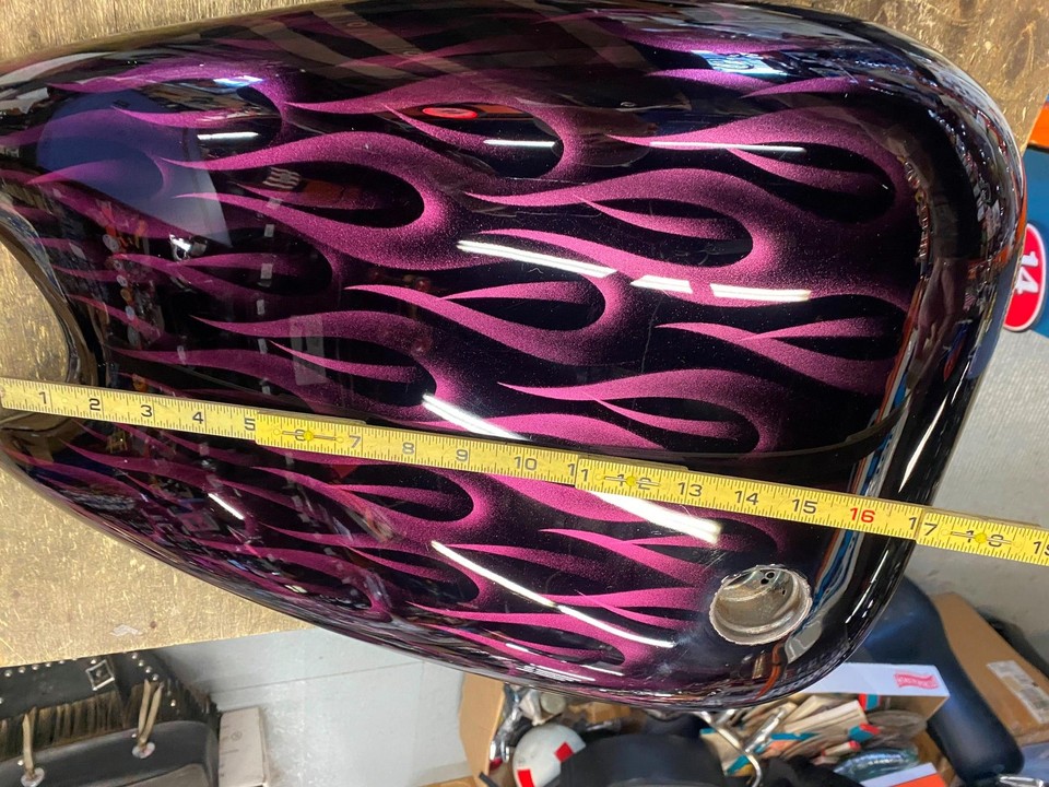 Stretched Softail Gas Tank Custom Flame Paint Chopper 84-99 FXST Fatboy ...