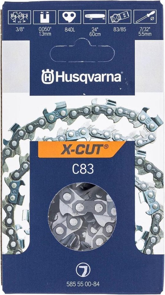 3 Pack 24" C83 X-Cut Chainsaw Chain, 3/8" .050" 84 DL, Made in Sweden ...