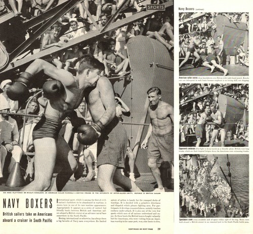 1943 WW2 Print photo US and British Navy Boxers Fight on British ...