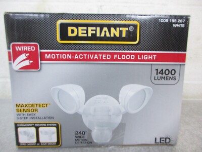 Defiant MaxDetect 240° White Motion Sensor Wired Outdoor 2-Head Motion ...