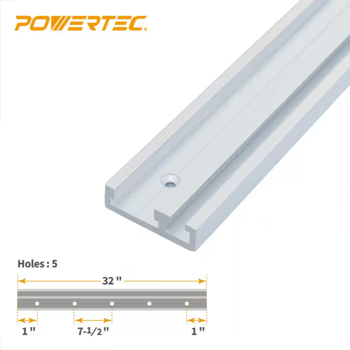 POWERTEC 32" Aluminum Combo T-Track Miter Track Dual Track Rail (71359 ...