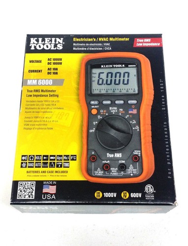 Klein Tools MM6000 Electrician's/HVAC Multimeter True RMS Made In The ...