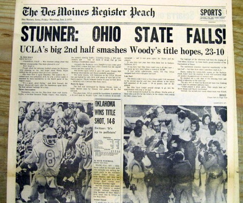 1976 newspaper w ROSE BOWL FOOTBALL game OHIO STATE UNIVERSITY is UPSET ...