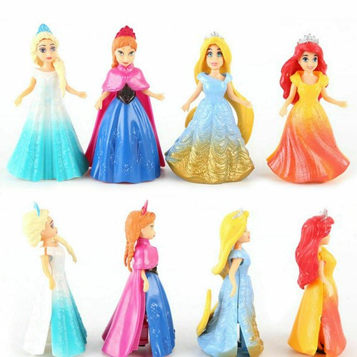 8pcs Disney Princess Action Figures Changed Dress Doll Kids Boys Girls ...