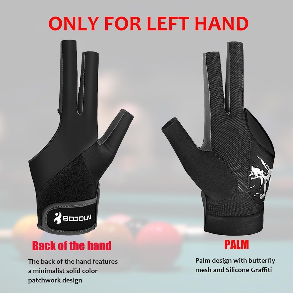 Lightweight Breathable 3 Finger Pool Glove for Left-Handed Players ...