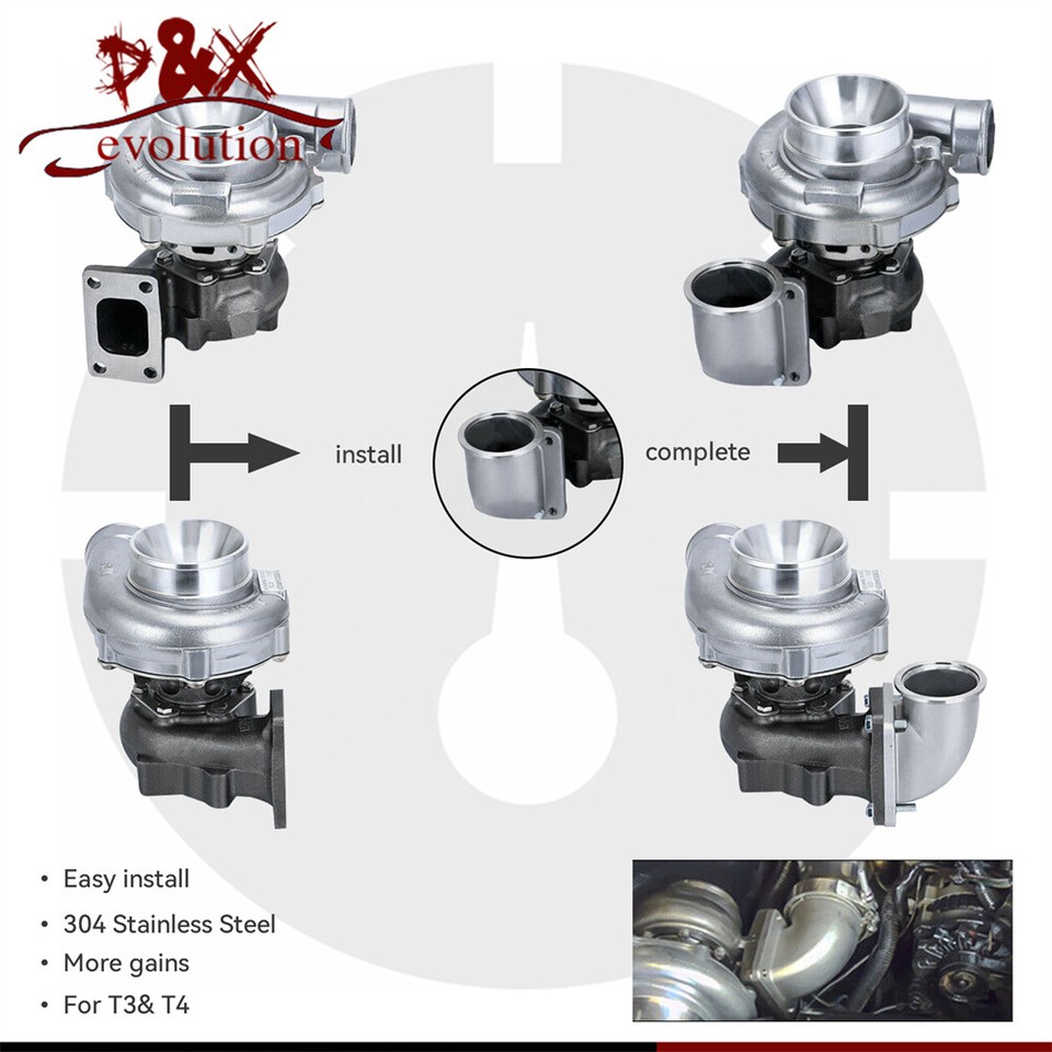 3 in V Band 90 Degree Turbo Elbow Adapter Stainless Steel Turbo Flange ...