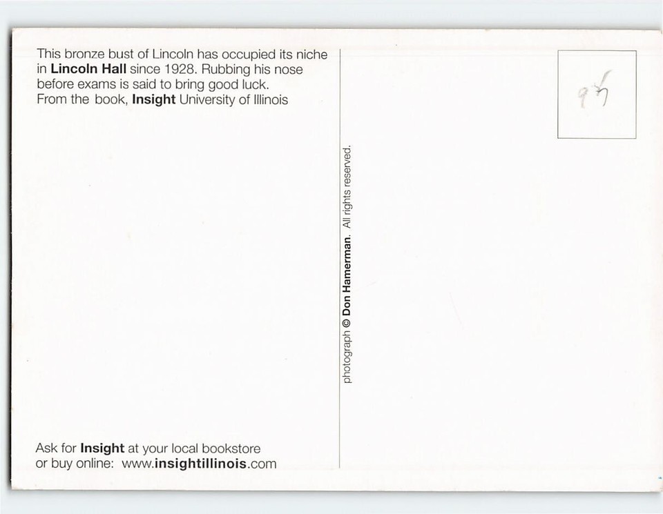 Postcard Bronze Bust of Lincoln Lincoln Hall University of Illinois ...