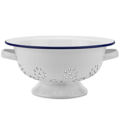 NEW Falcon Enamel Colander White & Blue | eBay Australia