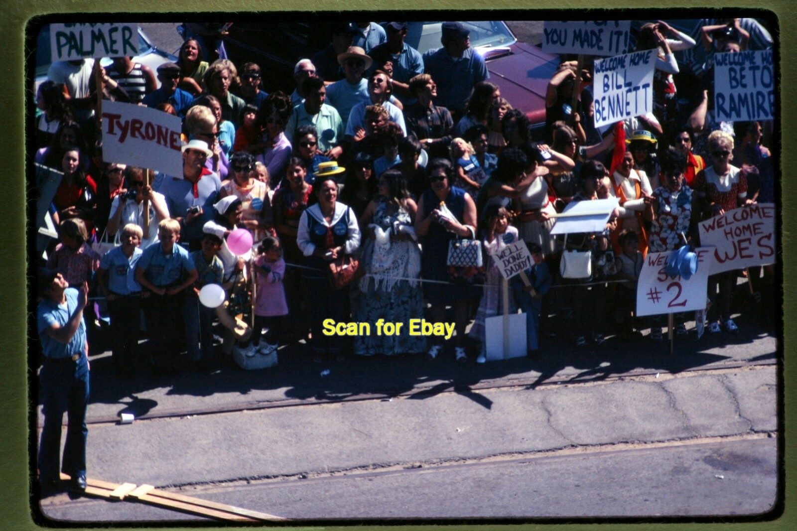 People welcome Navy Ship at San Diego in 1972, Kodachrome Slide aa 15 ...